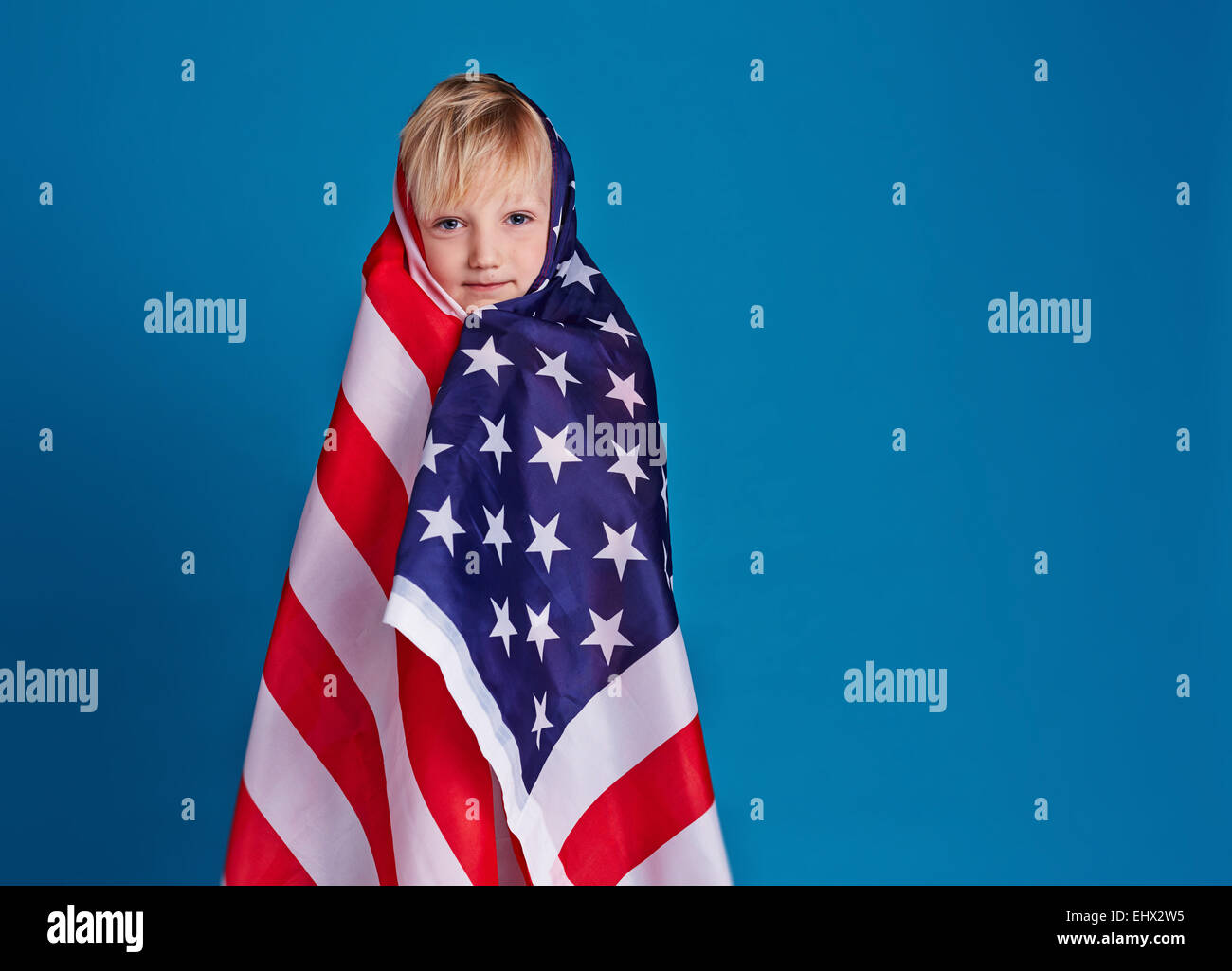 Little boy in American flag Stock Photo - Alamy