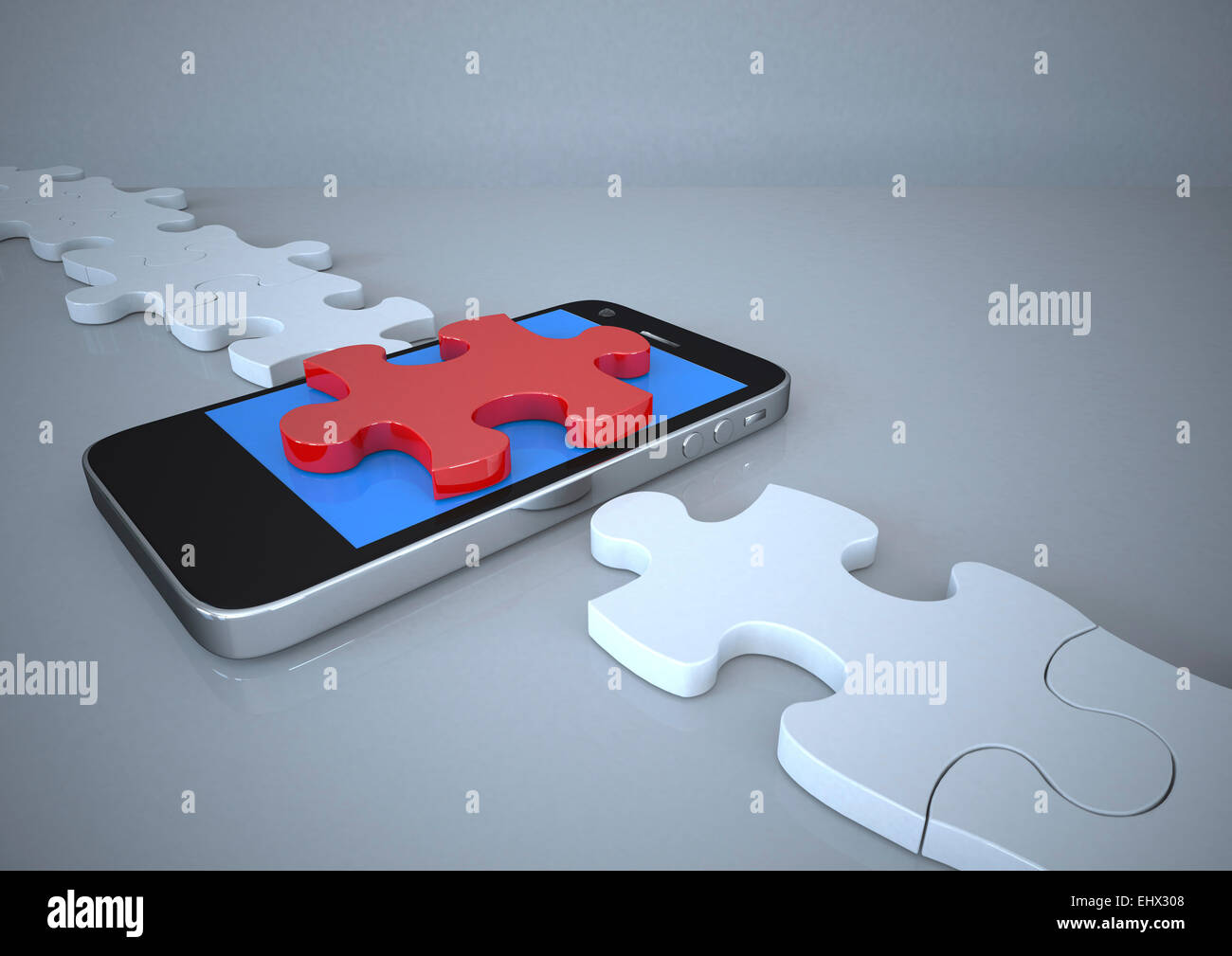 3D Rendering, Smart phone connecting jigsaw puzzle Stock Photo - Alamy