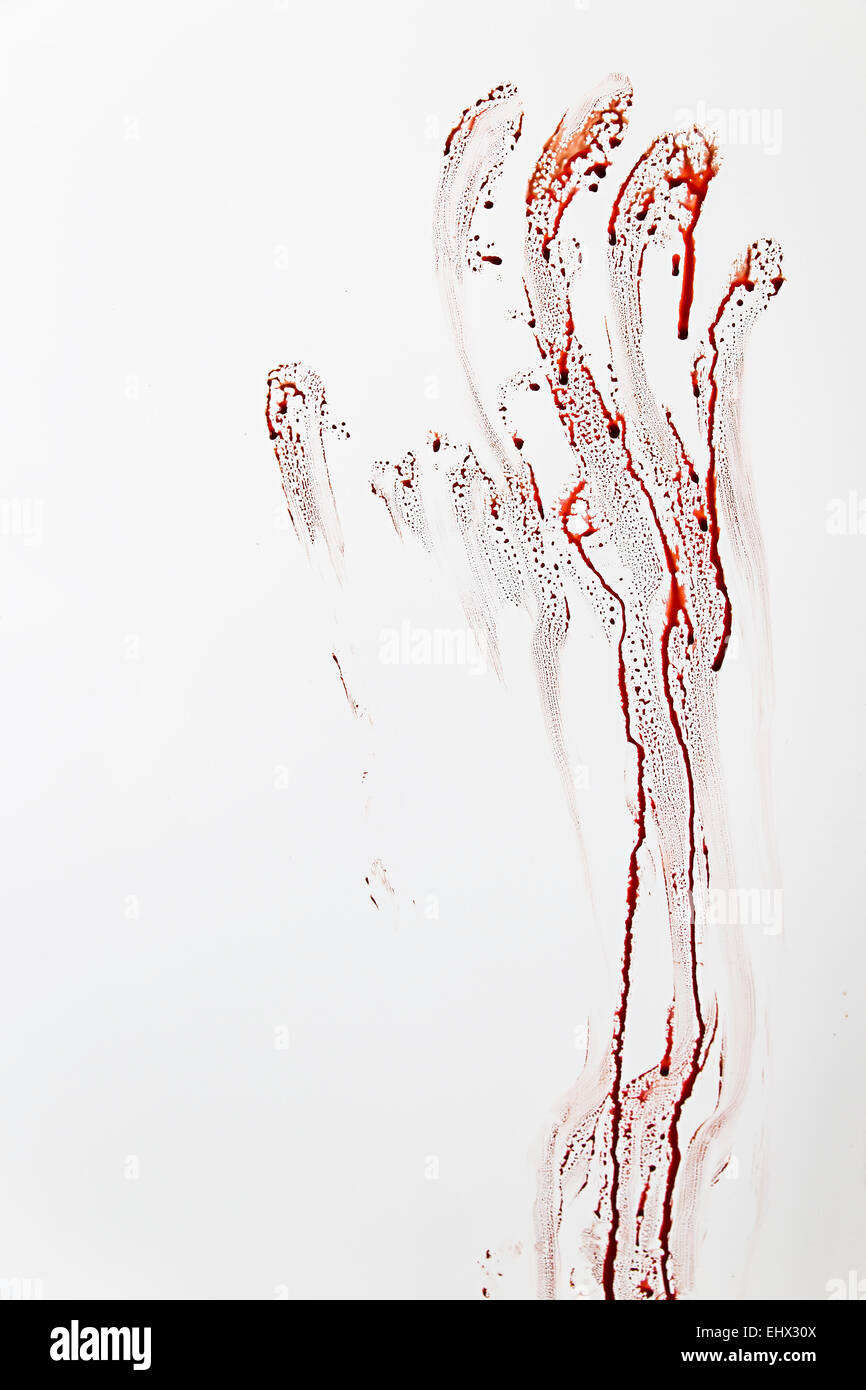 Blood-stained hand print Stock Photo - Alamy