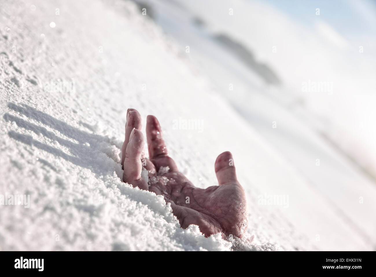 Hand in snow Stock Photo - Alamy