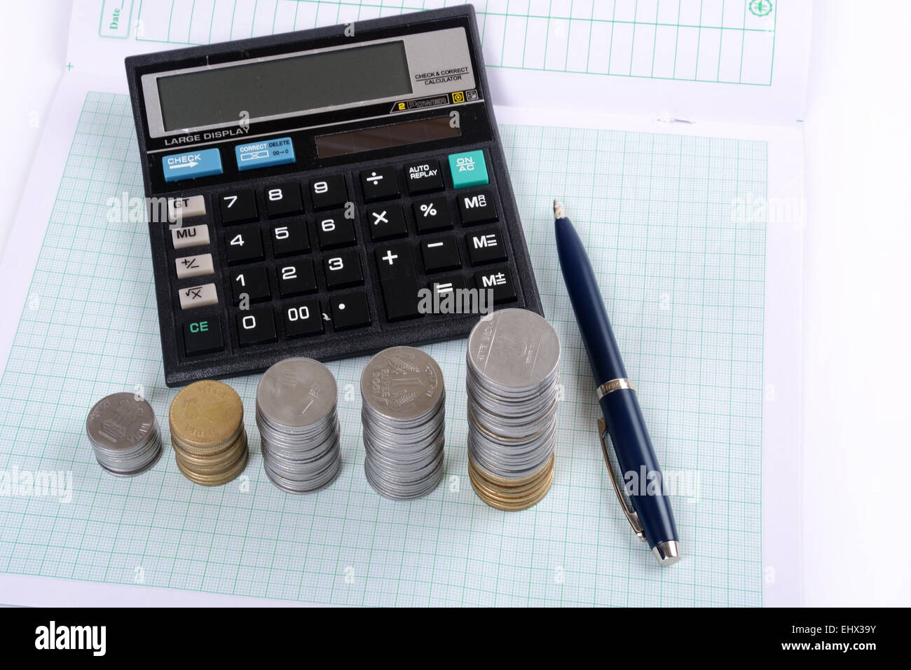Pen calculator money close hi-res stock photography and images - Alamy