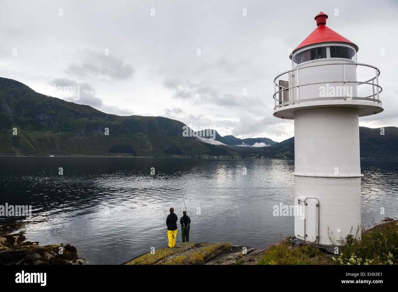 Norway, Larsnes, two anglers at the sea Stock Photo - Alamy