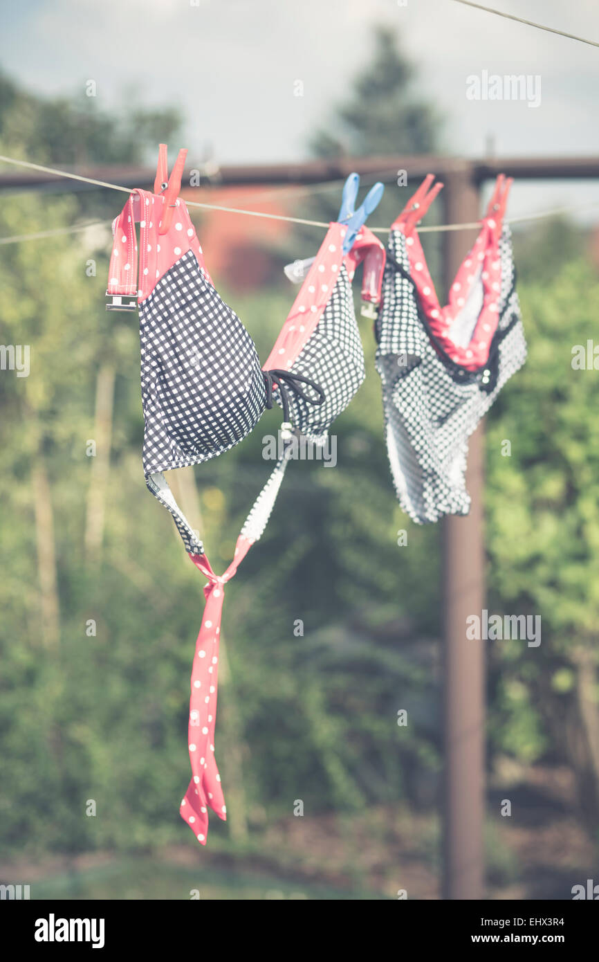 Bikini drying on washing line Stock Photo - Alamy