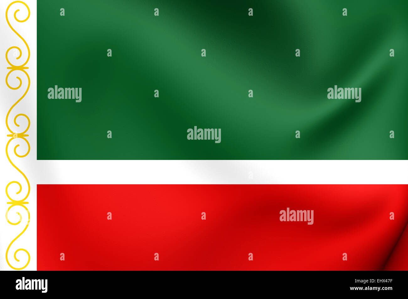 Flag of Chechen Republic, Russia. Close Up Stock Photo - Alamy