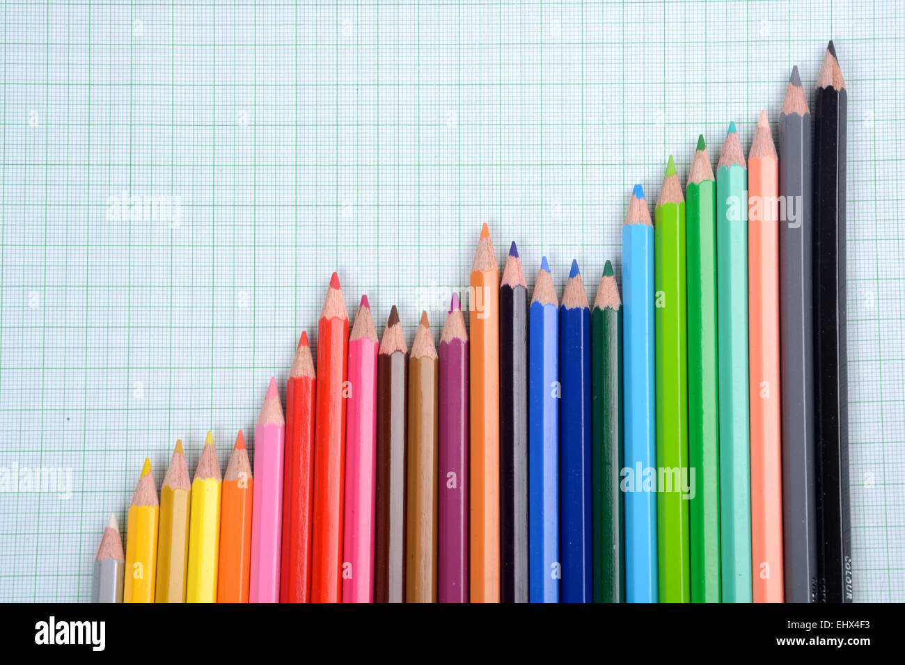 Pencils in a graph shape Stock Photo - Alamy