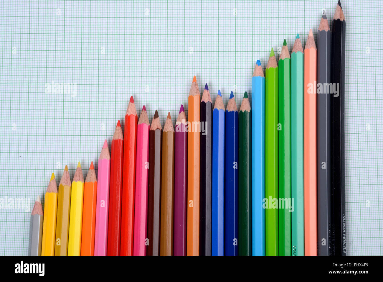 Pencils in a graph shape Stock Photo - Alamy