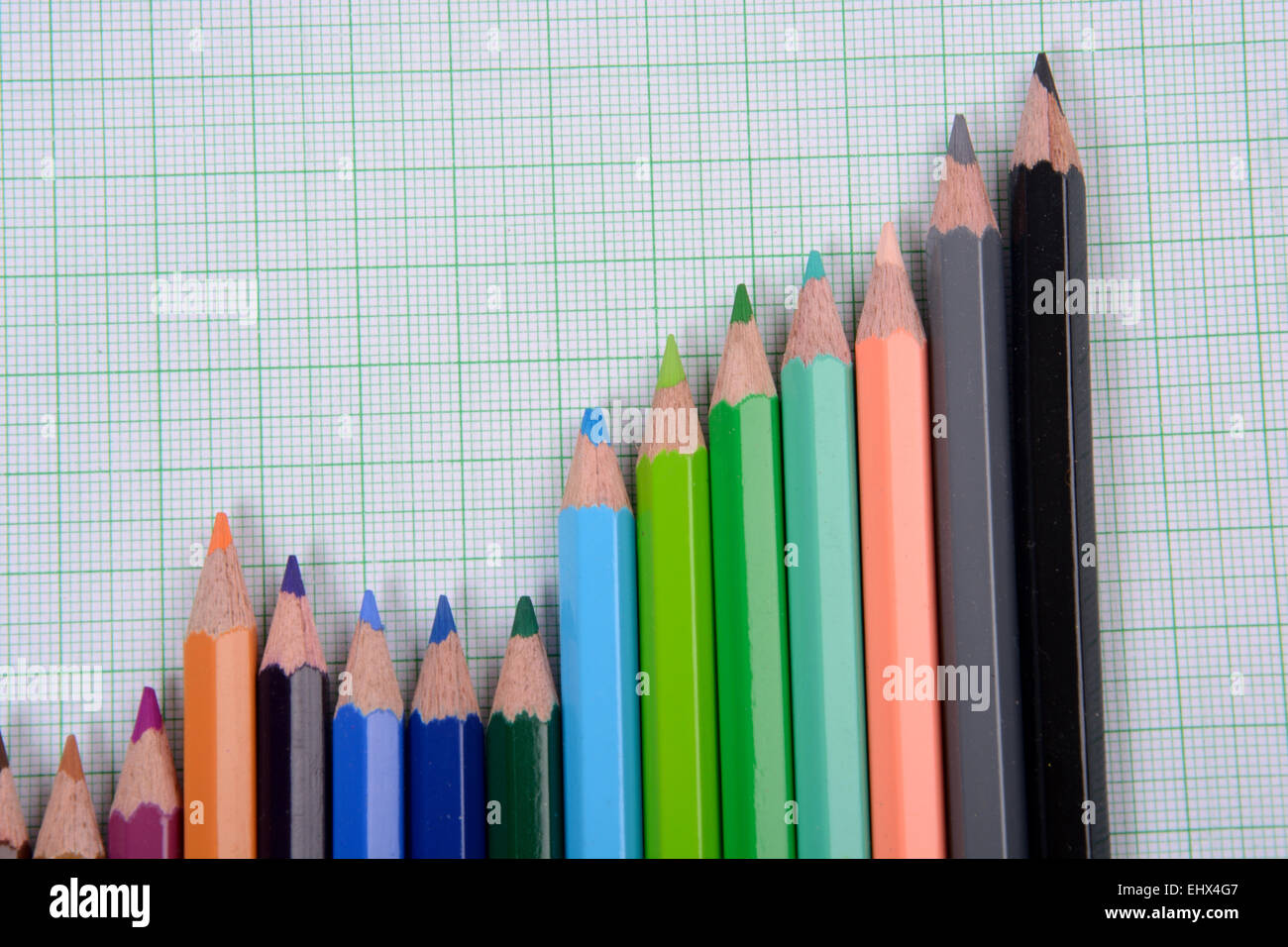 Pencils in a graph shape Stock Photo - Alamy