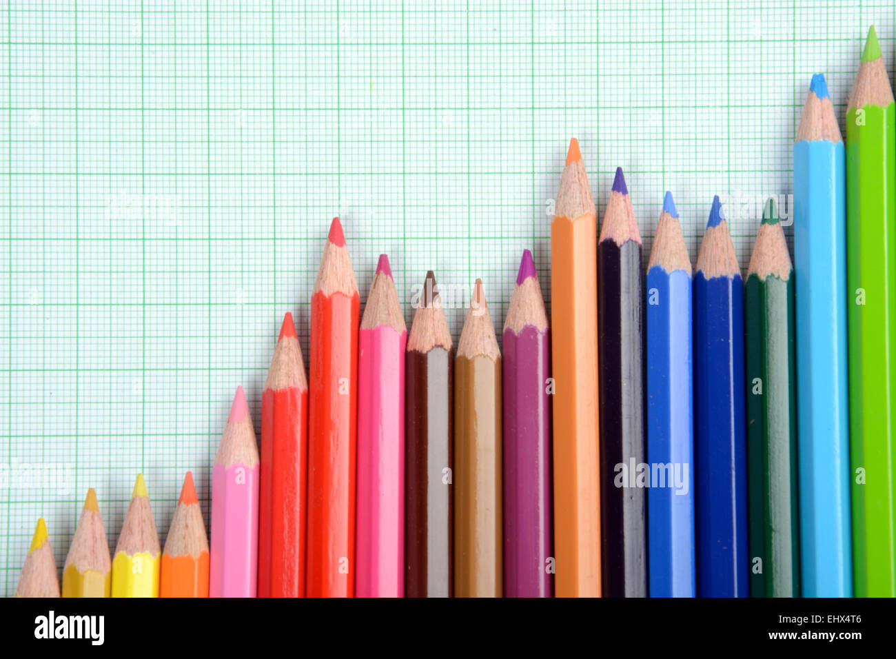 Pencils in a graph shape Stock Photo - Alamy