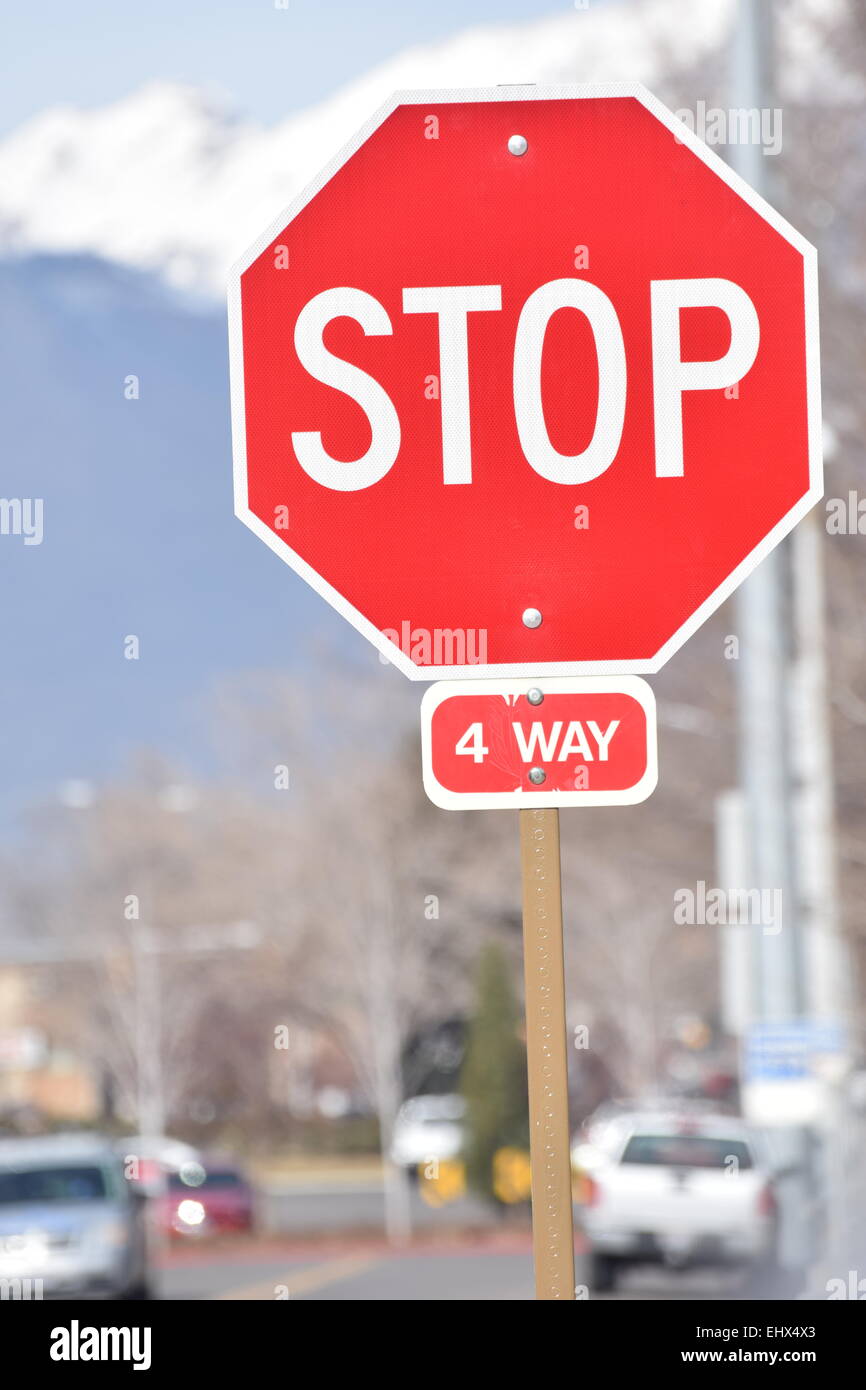 4 way stop sign hi-res stock photography and images - Alamy