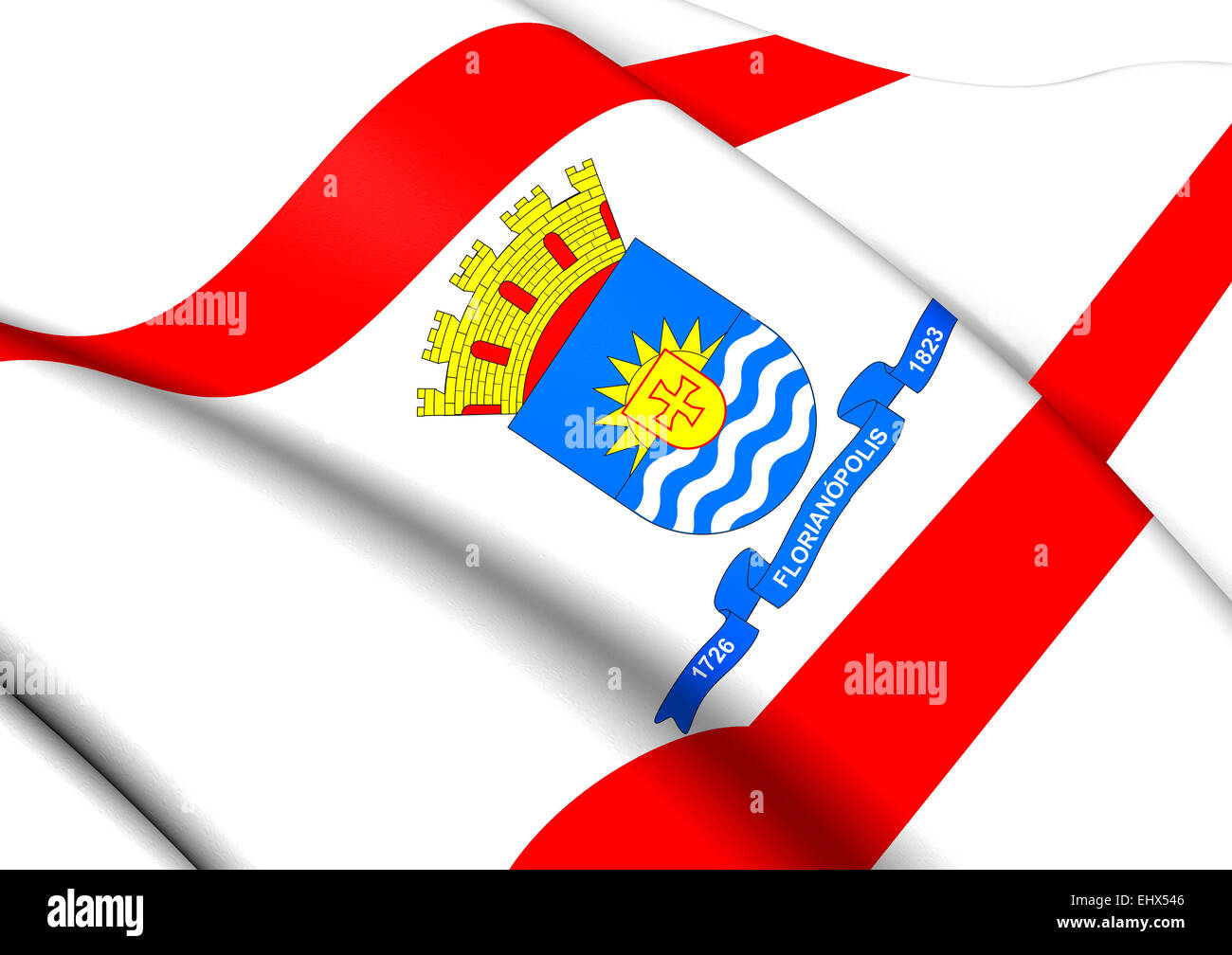 Flag of Florianopolis, Brazil. Close Up Stock Photo - Alamy