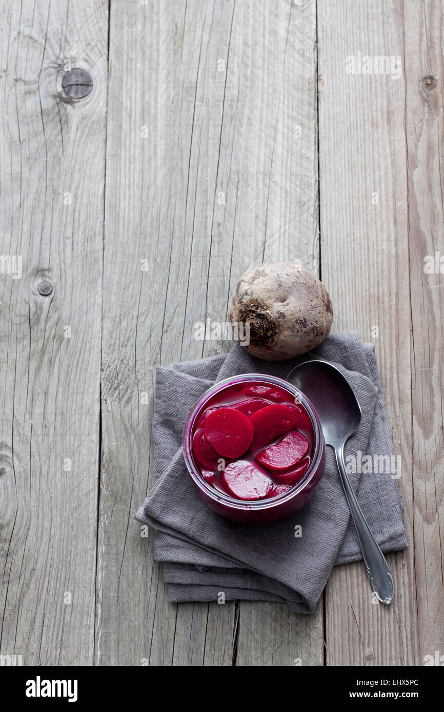 Preserving jar of pickled beetroot Stock Photo - Alamy