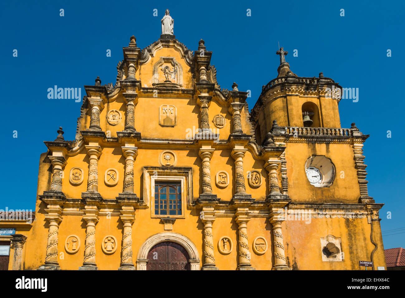 Mexican-style baroque facade of the Iglesia de la Recoleccion church ...
