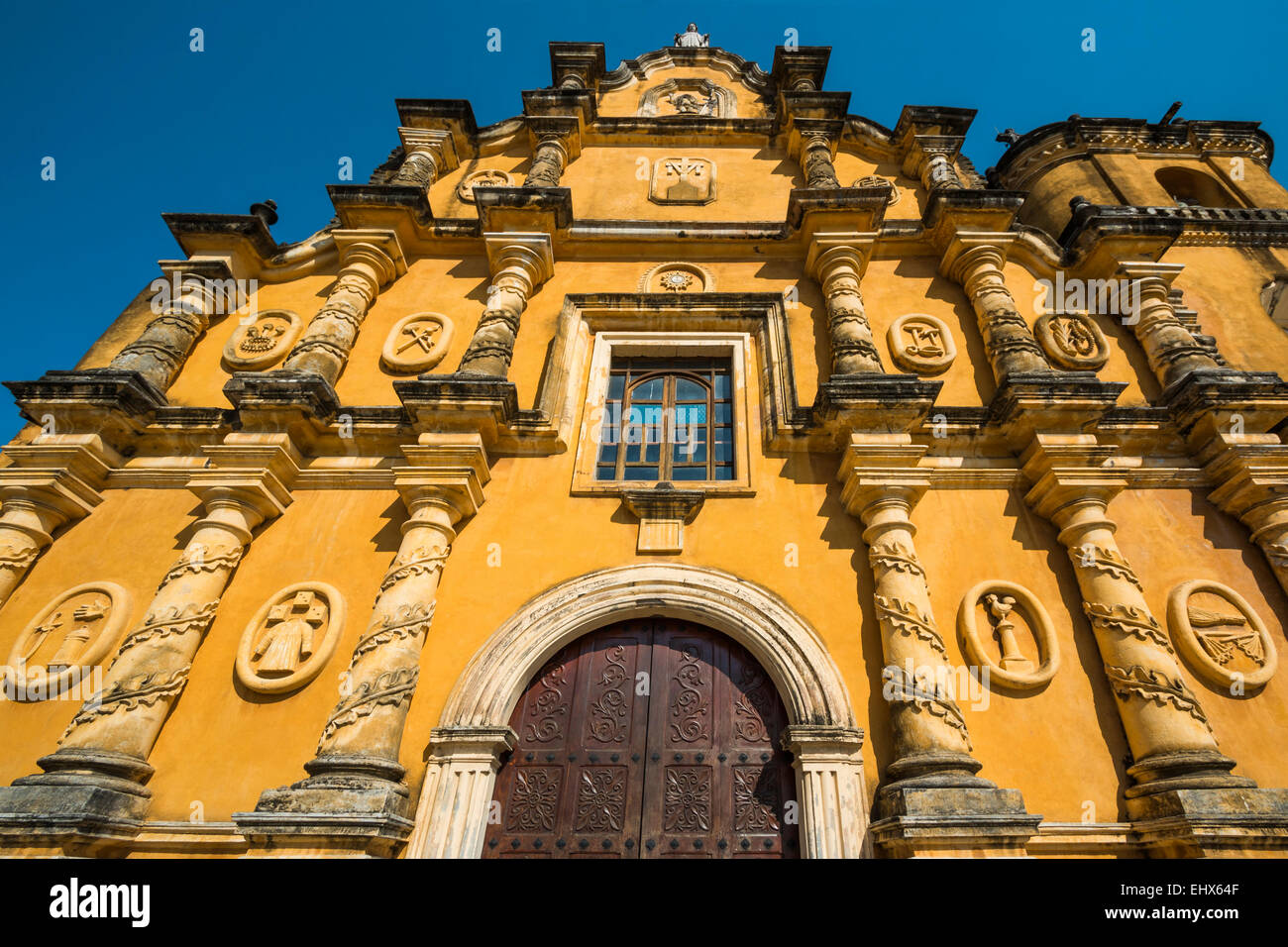 Mexican-style baroque facade of the Iglesia de la Recoleccion church ...