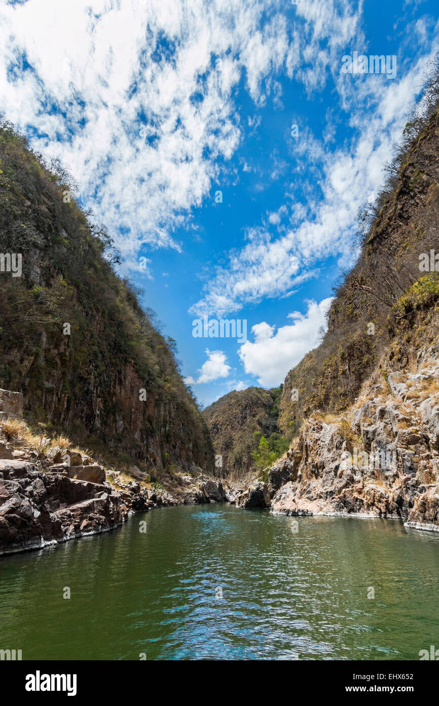 Boat navigable part of the Coco River before it narrows into the Somoto ...