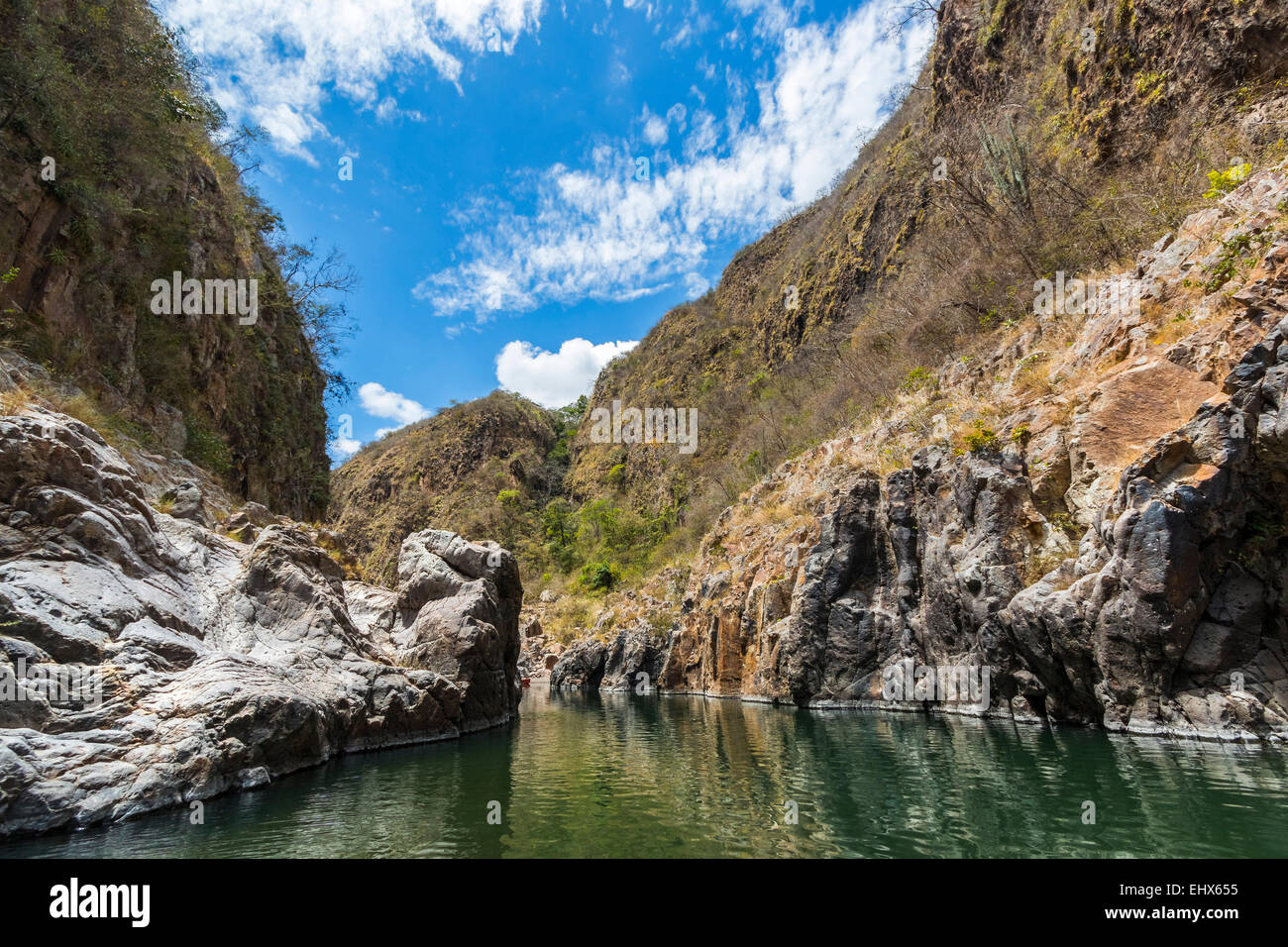 Boat navigable part of the Coco River before it narrows into the Somoto ...