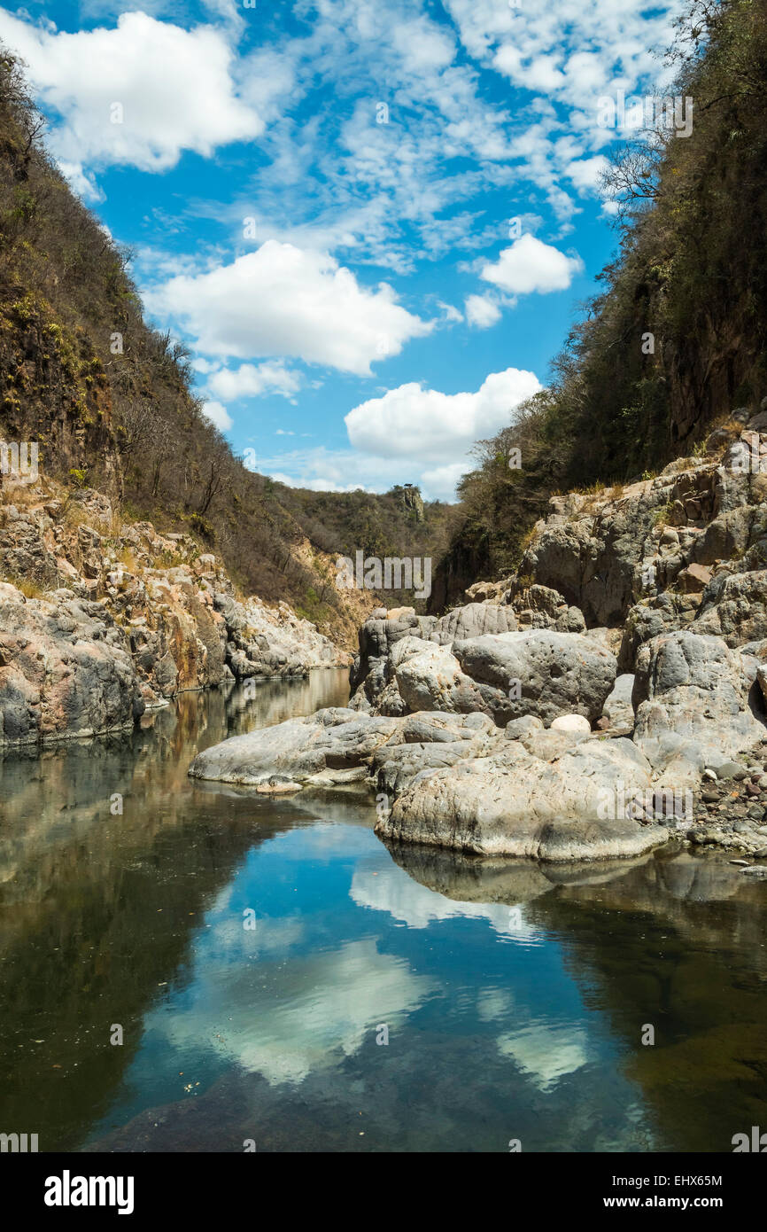Boat navigable part of the Coco River before it narrows into the Somoto ...