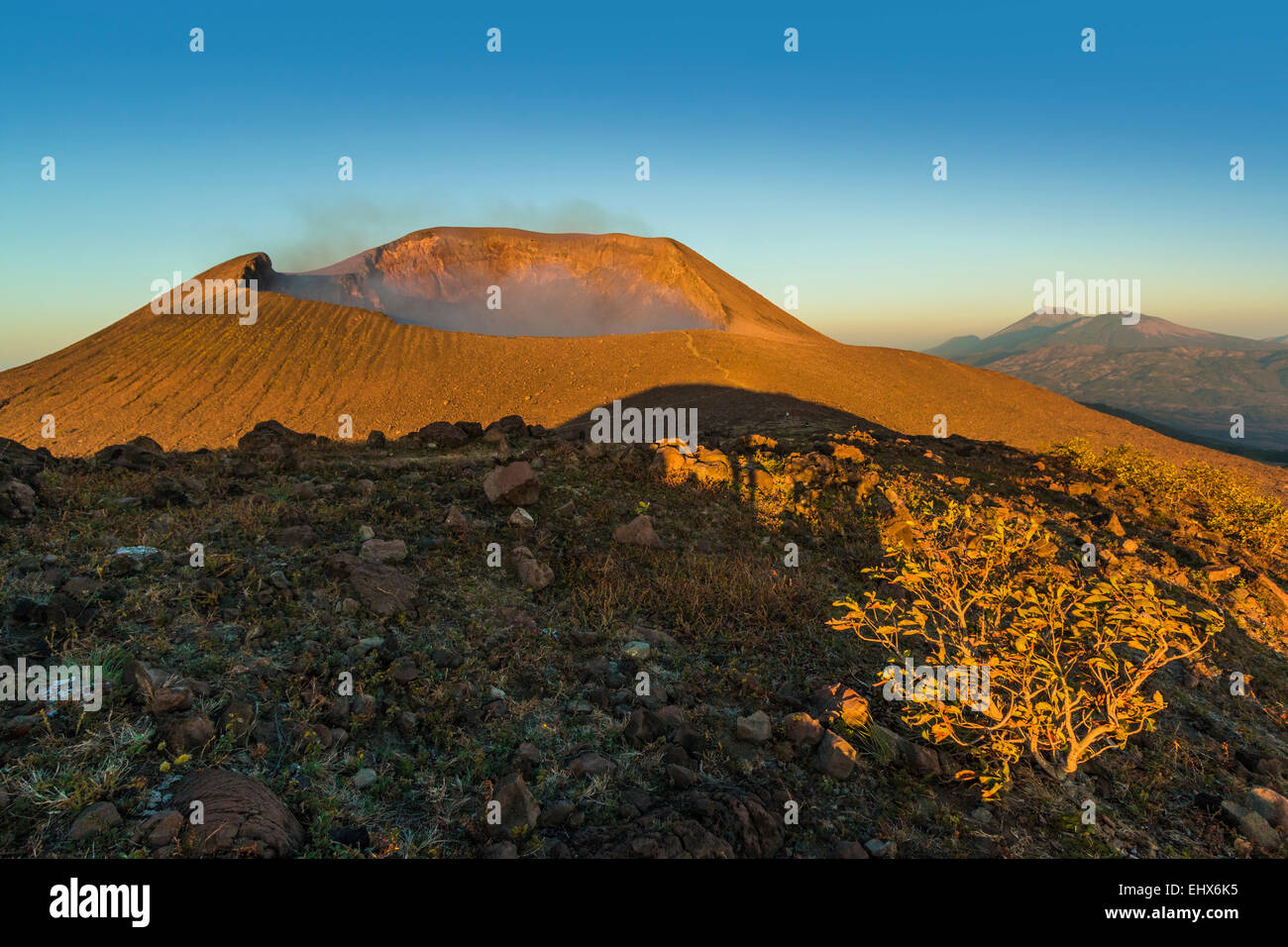 Smoking 700m wide crater of active Volcan Telica, one of the country's ...
