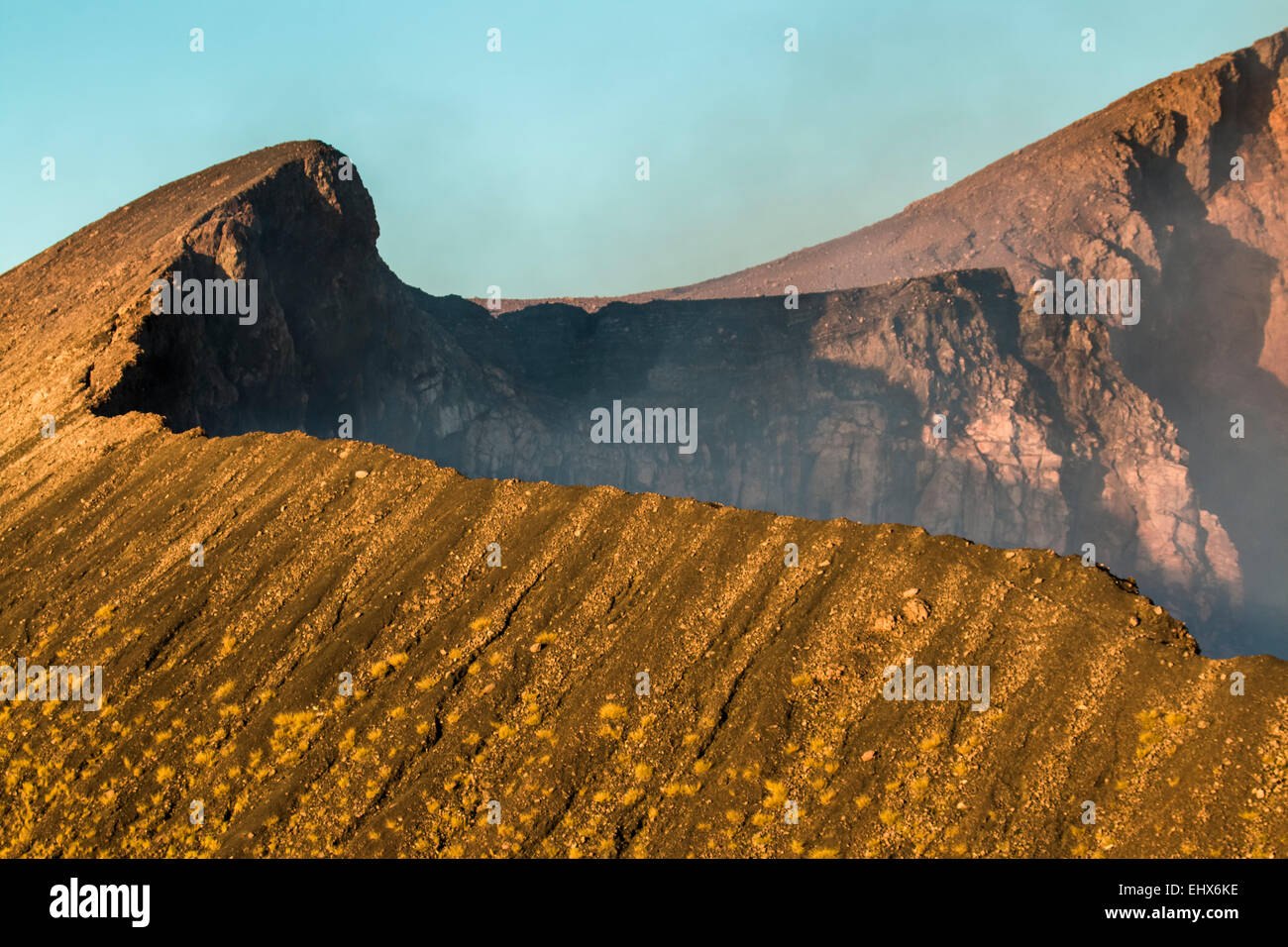 Rim of 700m wide crater of active Volcan Telica, one of the country's ...