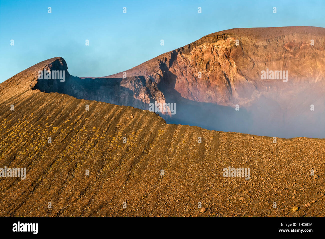 Rim of 700m wide crater of active Volcan Telica, one of the country's ...