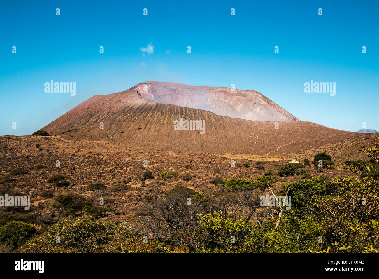 Smoking 700m wide crater of active Volcan Telica, one of the country's ...