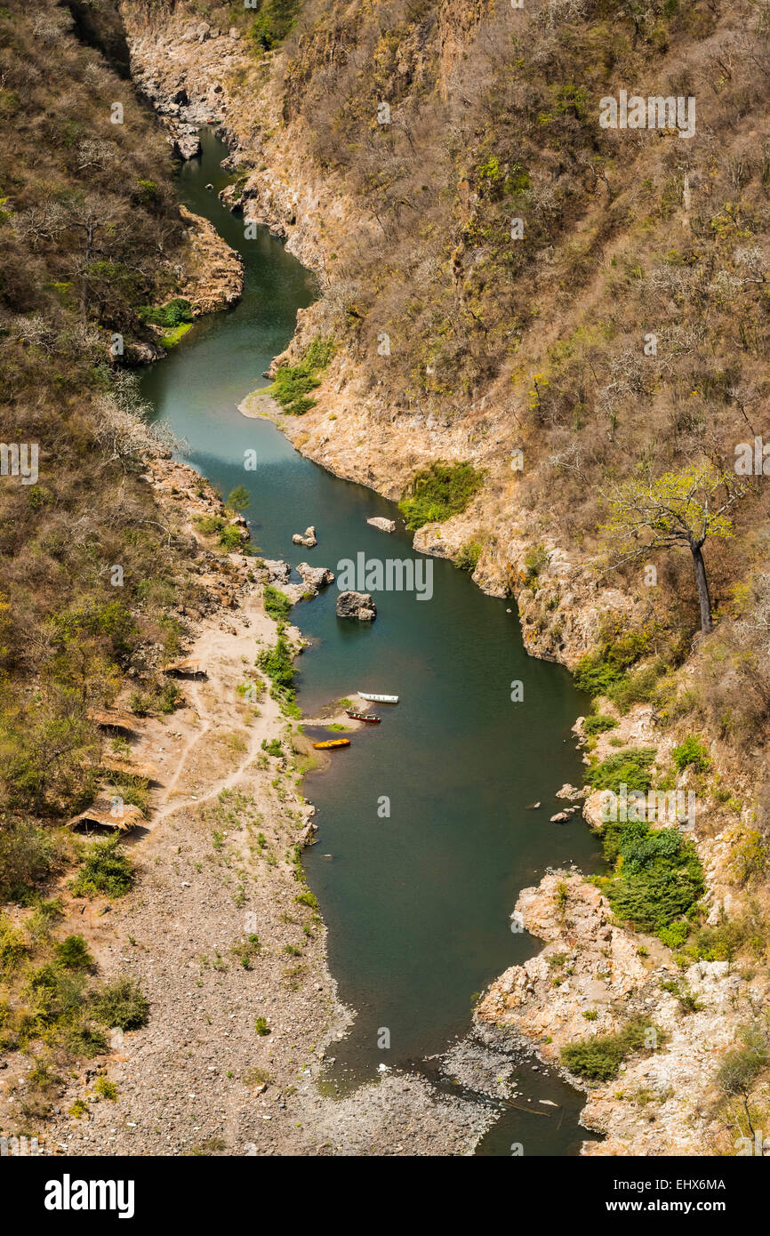 Boat navigable part of the Coco River before it narrows into the Somoto ...