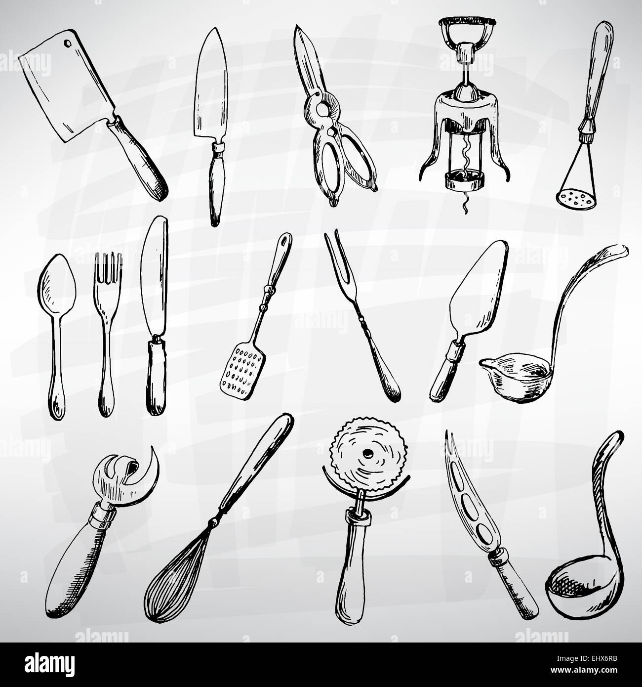 Vintage cutlery drawing vector hi-res stock photography and images - Alamy