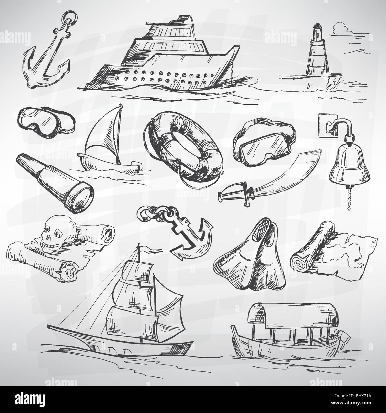 Sea icon set Stock Photo - Alamy