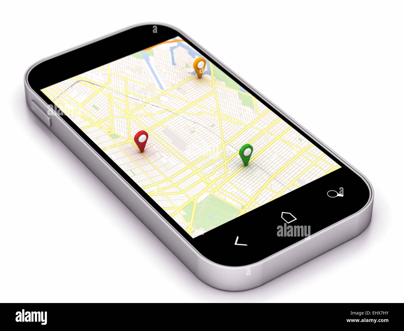 phone navigation map with colored pin Stock Photo - Alamy