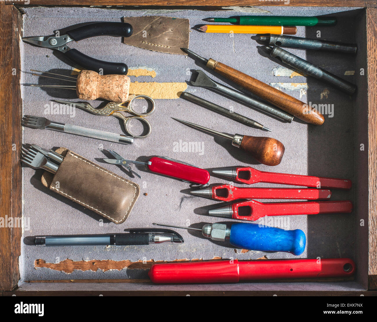 Set of tools for processing leather Stock Photo - Alamy