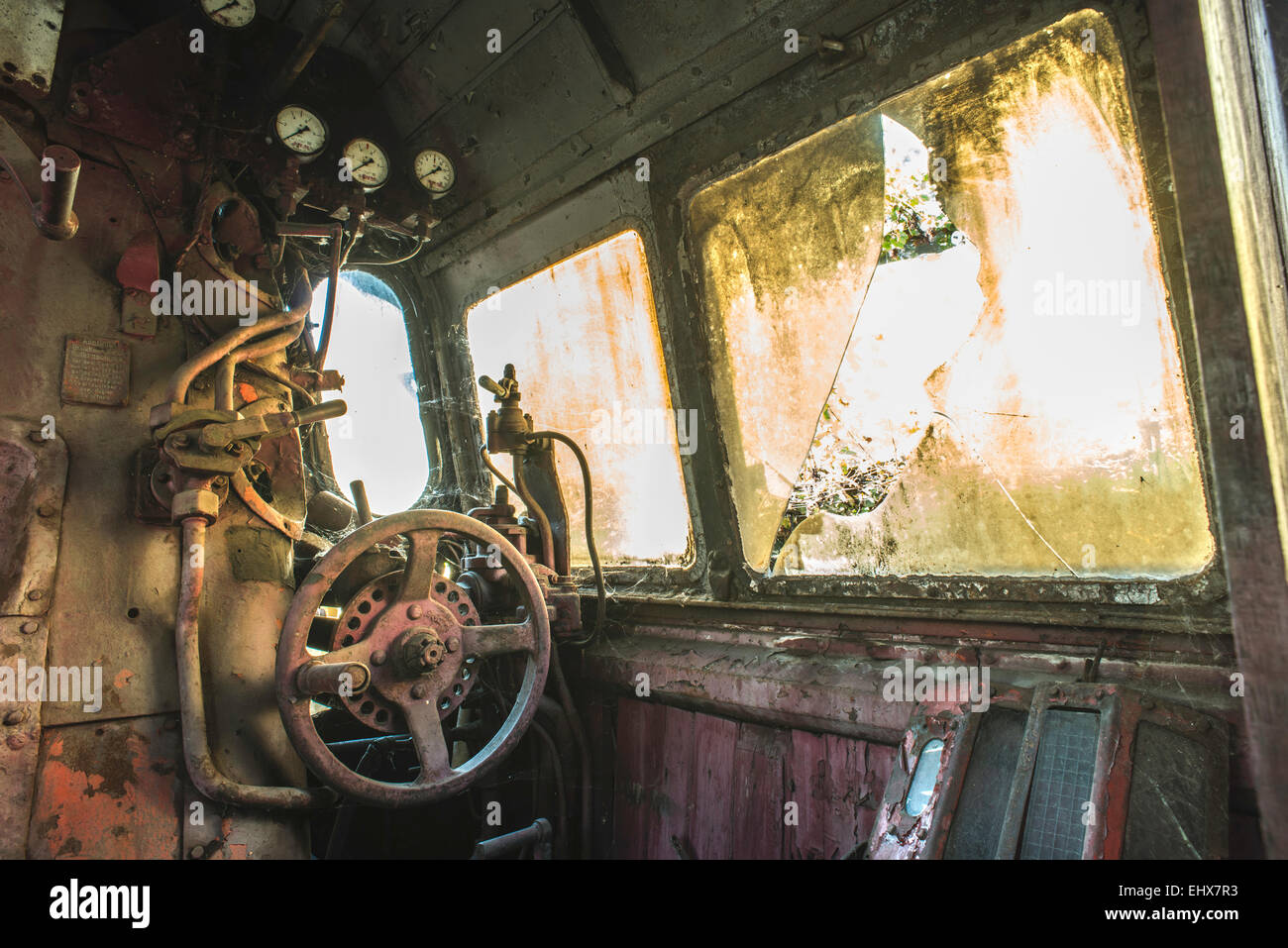 Bulgaria, inside of an old steam locomotive Stock Photo - Alamy