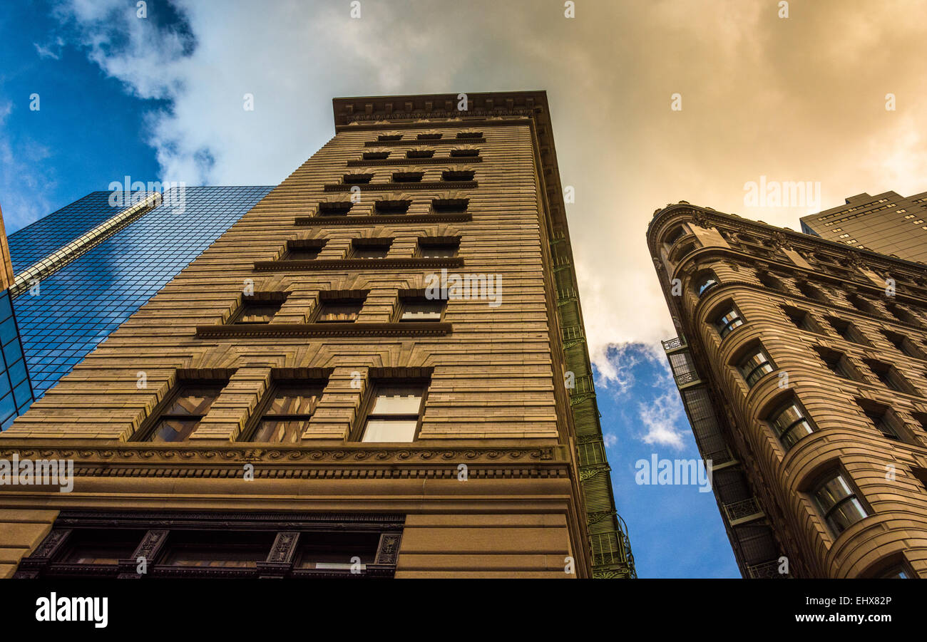 Looking up at office buildings in downtown Boston, Massachusetts Stock ...