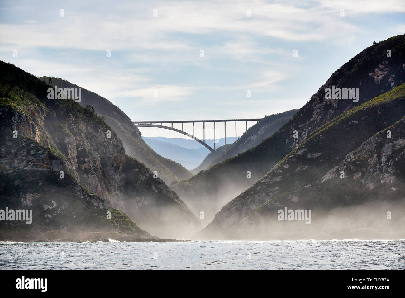 Bloukrans Bridge from seaside with Bloukrans River Mouth, famous for ...