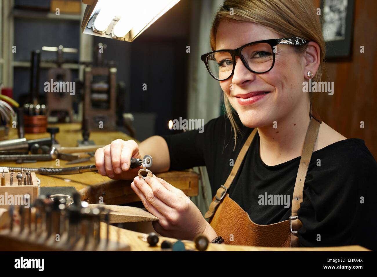 Portrait of goldsmith in workshop at work Stock Photo - Alamy