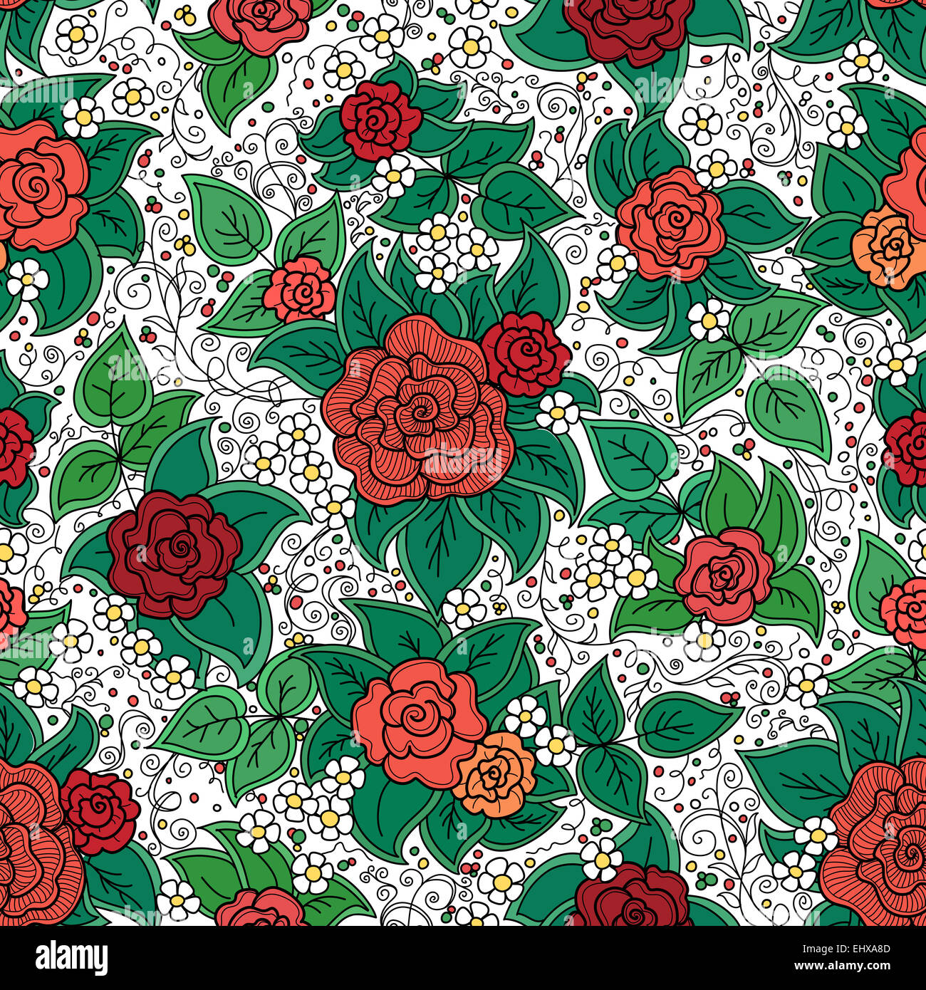 vector seamless varicolored floral pattern Stock Photo - Alamy