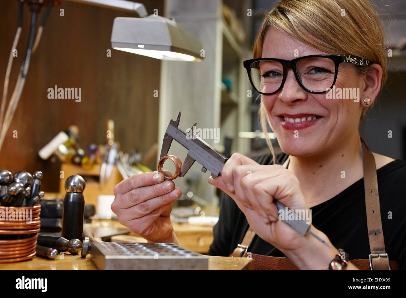 Portrait of goldsmith in workshop at work Stock Photo - Alamy