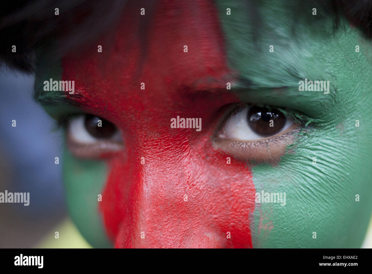 Dhaka, Bangladesh. 18th Mar, 2015. A member of Bangladesh Cricket Fans ...