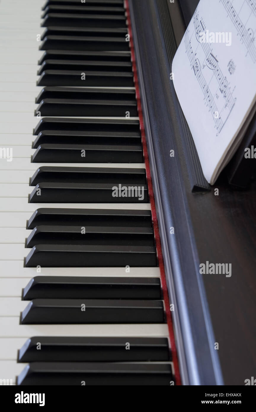 Piano keyboard with Bach score Stock Photo - Alamy