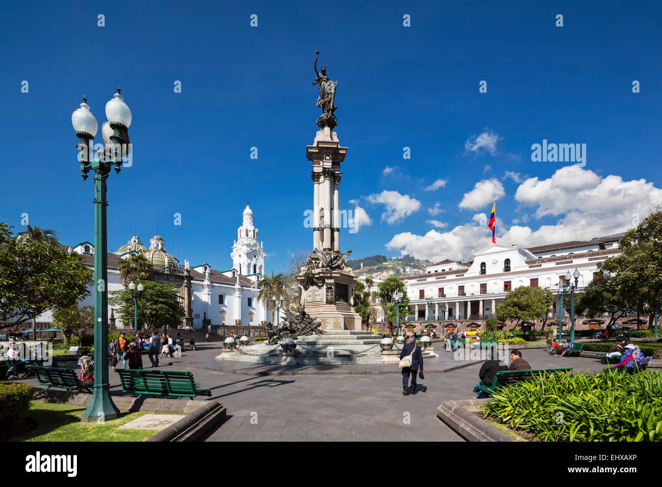 Ecuador, Quito, Independence Square with the Liberty Statue Stock Photo ...