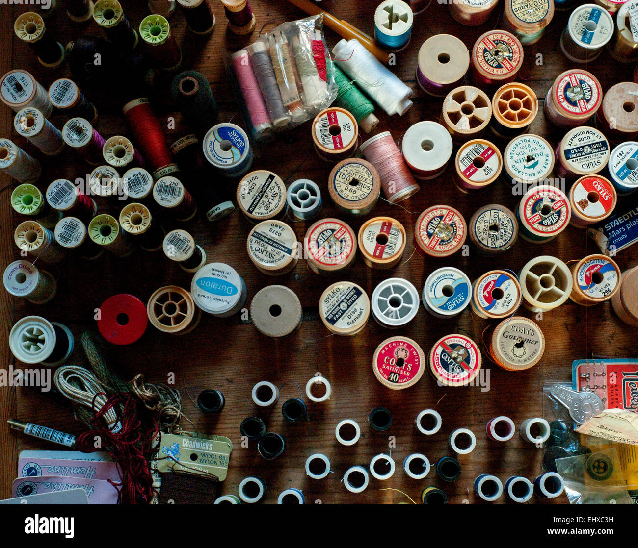 cotton sewing thread on bobbins Stock Photo - Alamy