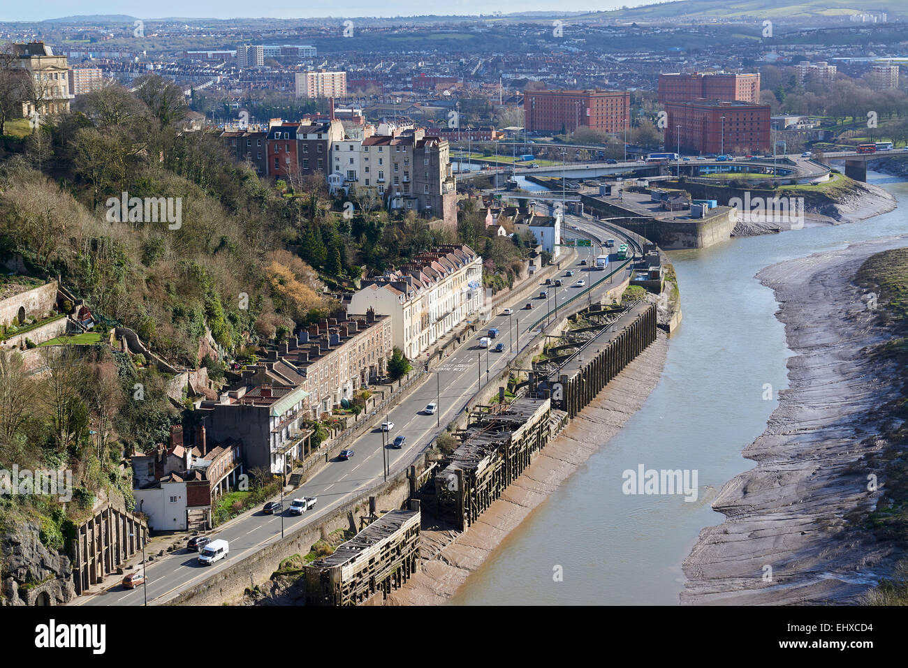 River Avon and Bristol from the Avon Bridge, South West England, UK ...