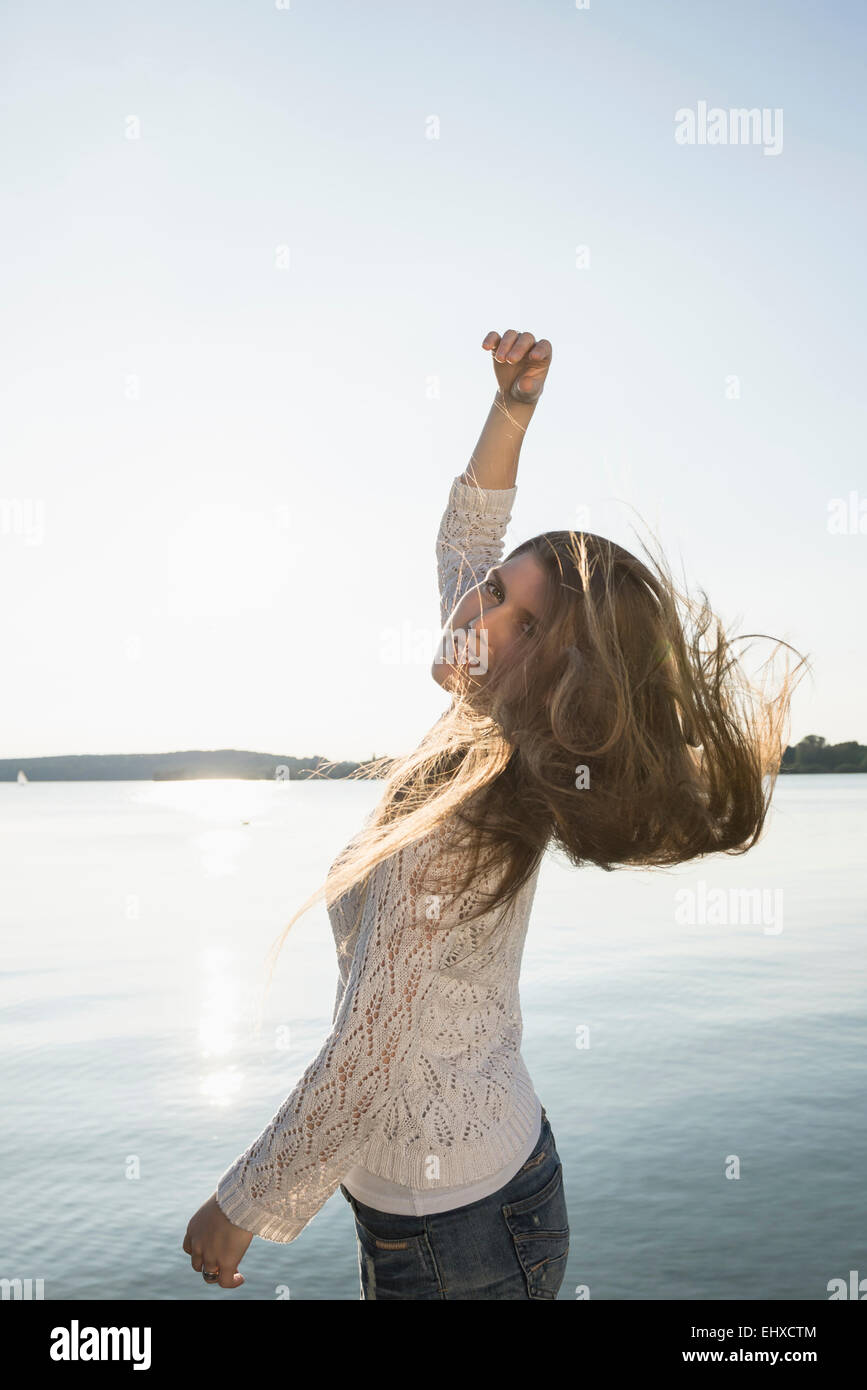 Beautiful young woman dancing over hi-res stock photography and images ...