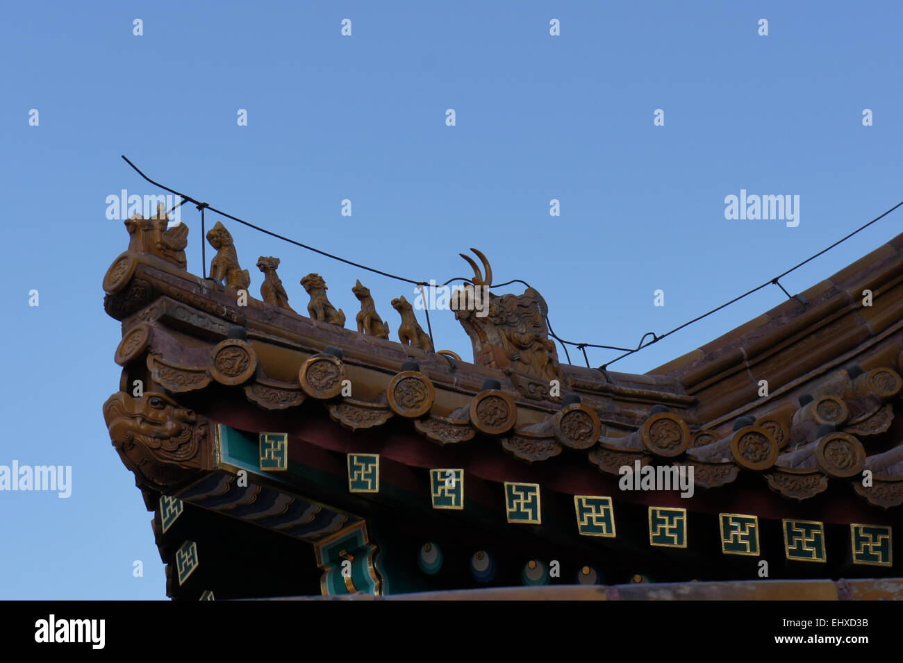 Lightning Protection conductors in an ancient building roof in China ...