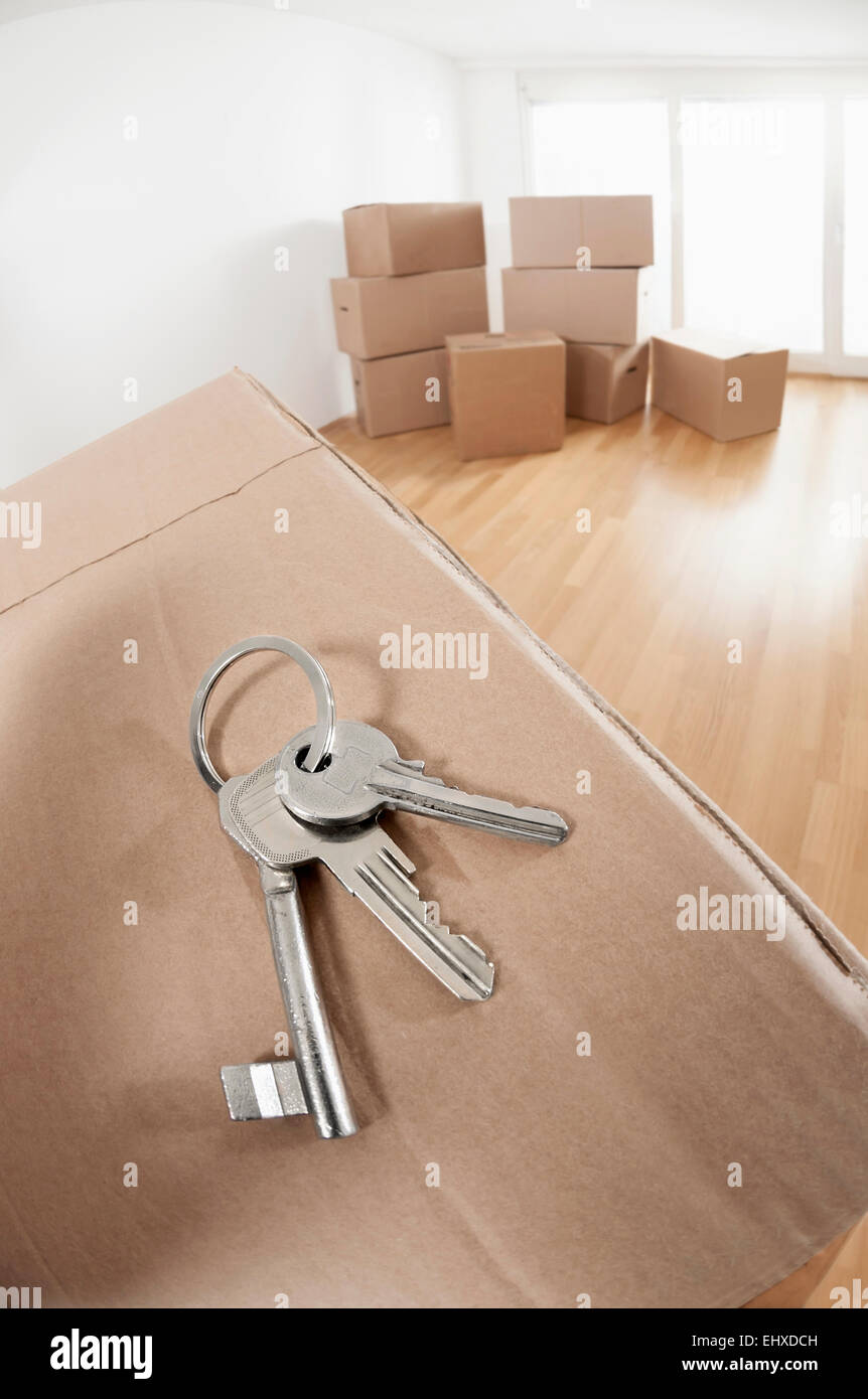 House Key on cardboard box in a room, Bavaria, Germany Stock Photo - Alamy