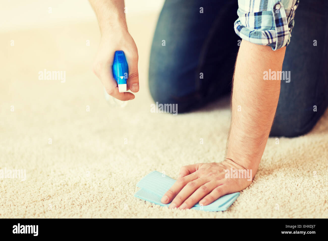close up of male cleaning stain on carpet Stock Photo - Alamy