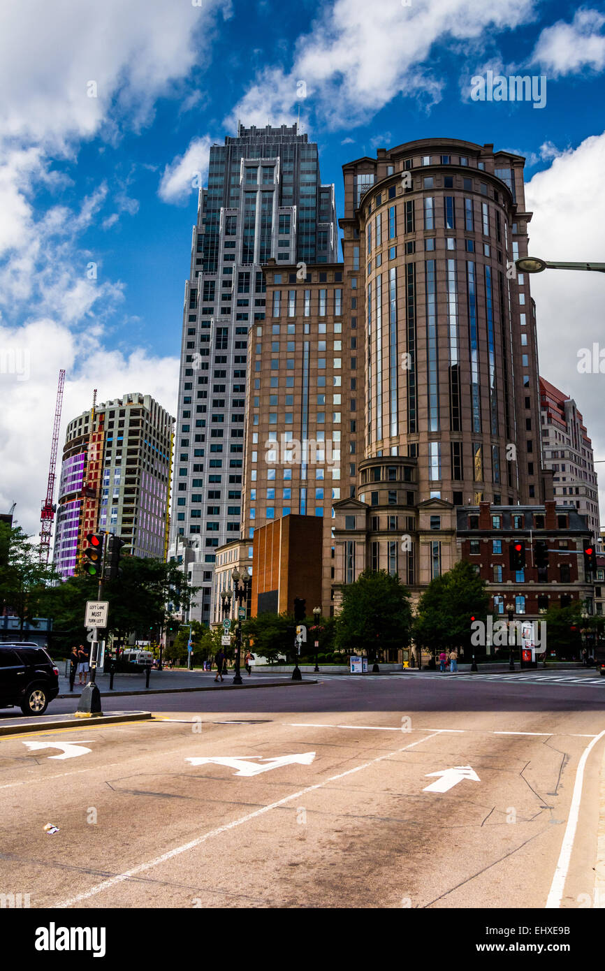 Modern buildings and an intersection in Boston, Massachusetts Stock ...