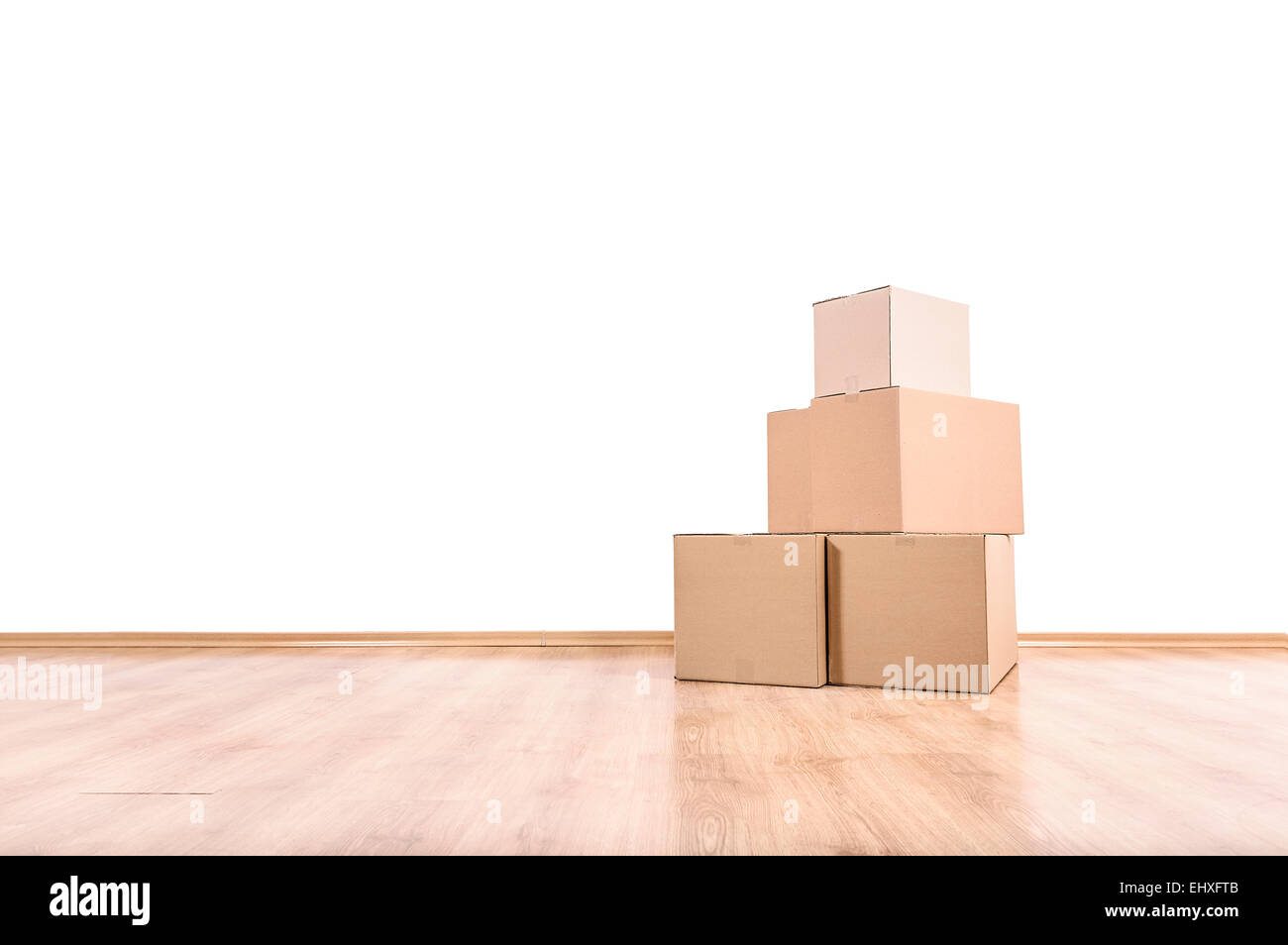 Moving boxes on the floor Stock Photo - Alamy