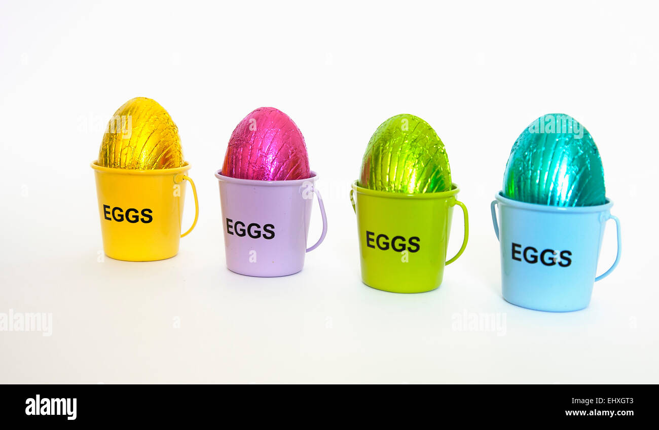 Festivals, Religious, Easter, Multi coloured chocolate eggs in tiny ...