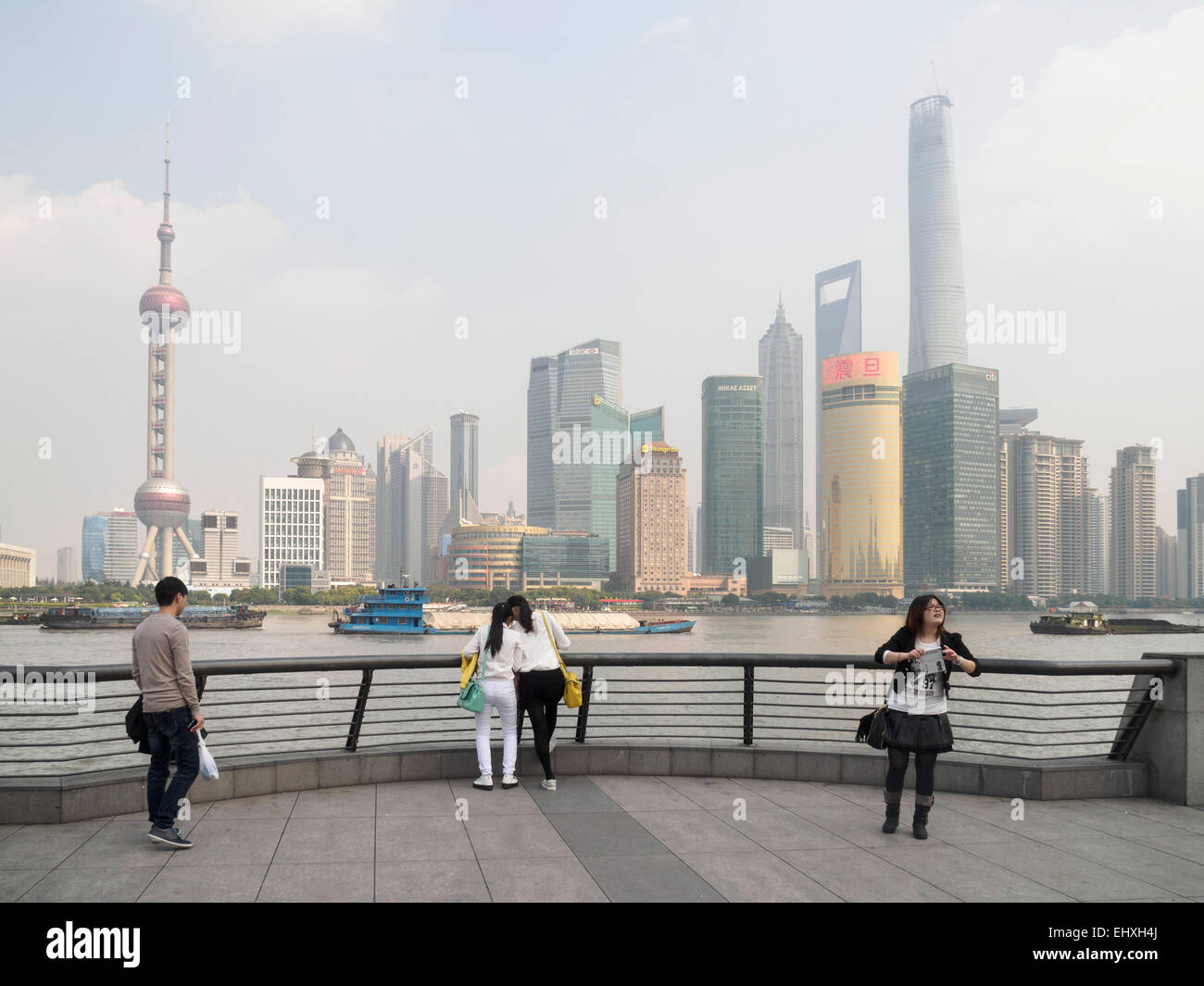 View of the Oriental Pearl Tower and skyscrapers of the Pudong ...