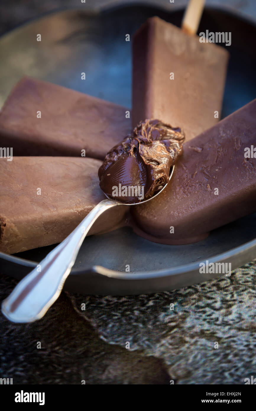 Nutella popsicle, spoon with Nutella, bowl Stock Photo - Alamy