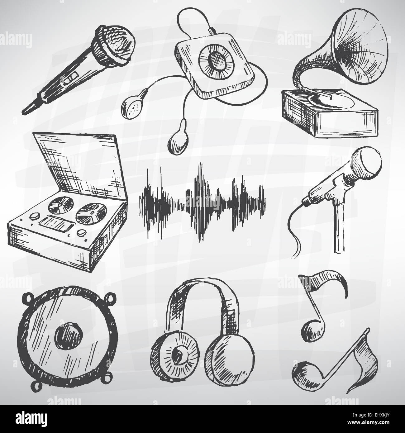 Doodle music object vector art hi-res stock photography and images - Alamy